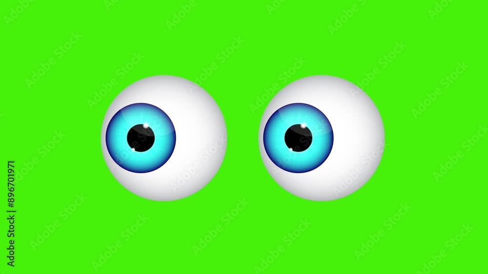 Cartoon eye blink animation on green screen. Cartoon simple blinking ...