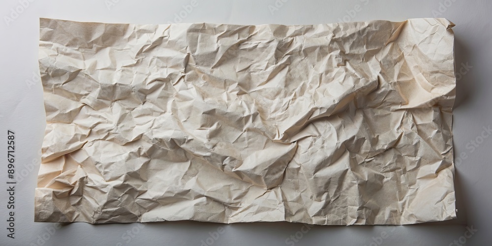Crumpled sheet of paper with visible wrinkles and folds, paper ...