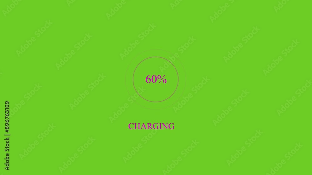 Animated image of battery charging from 0 - 100. charger display ...