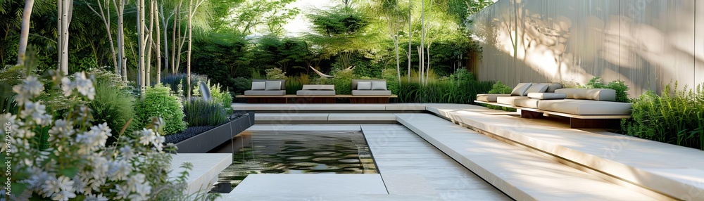 Garden design image of a meditation garden with a quiet seating area ...