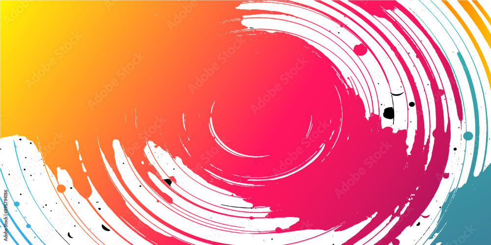 Set of colorful grunge overlay texture frame with brush stroke and torn ...