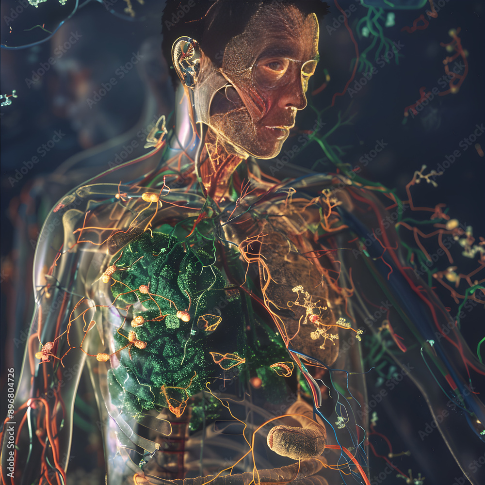 Intricate Digital Illustration of the Human Lymphatic System ...
