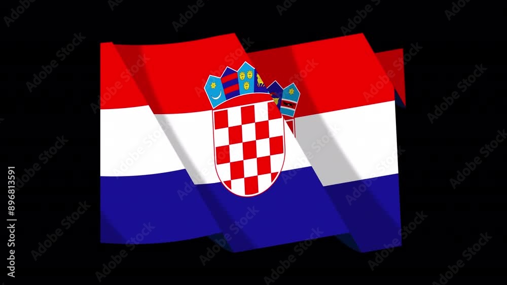 Looping animation of the Croatia flag with alpha channel, waving flag ...