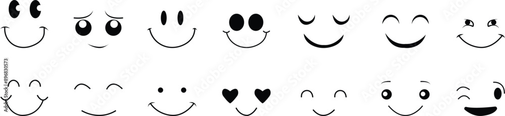 Smirk smile Icon set in trendy flat style isolated on transparent ...