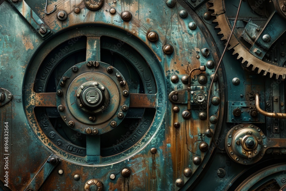Detailed view of a rusty gear wheel, showcasing its intricate design ...