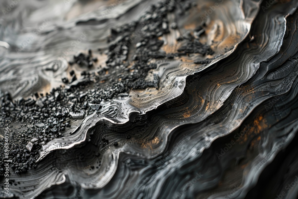 A detailed view of a small piece of metal, showcasing its texture ...