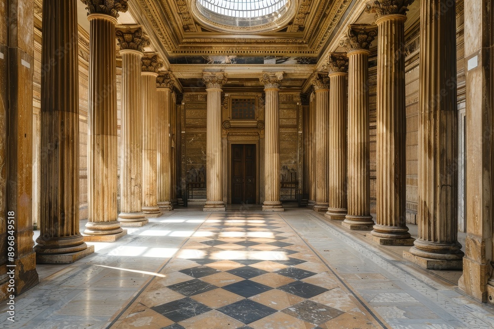 Neoclassical Building With Columns and Checkered Floor, Explore the use ...