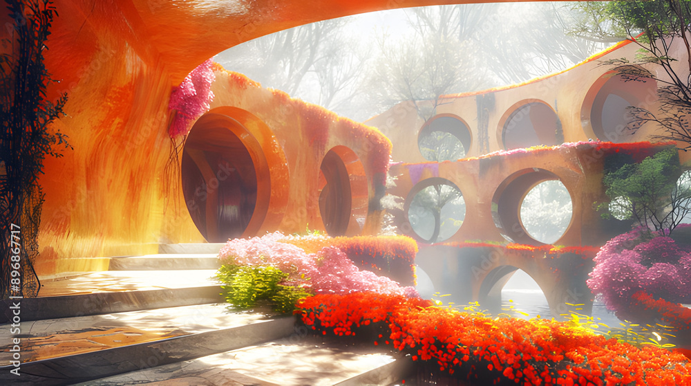 Memory palace visualized thoughts as architecture orange building ...