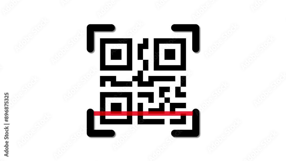 QR code being scanned with a red laser. Seamless looping animation QR ...