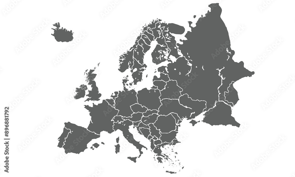 Political Map of Europe isolated on white background. for website ...