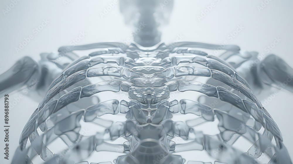 detailed view of an X-ray showing the rib cage, emphasizing the ribs ...