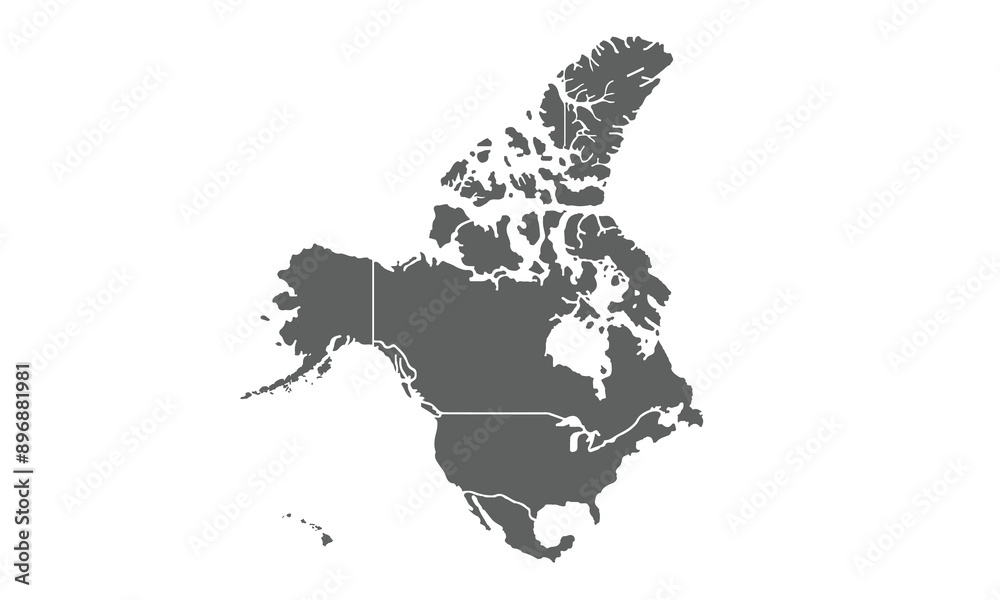 North America map isolated on white background. for website layouts ...