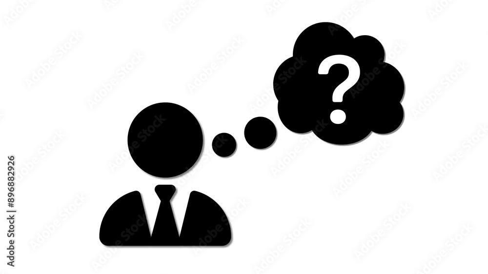 Man icon with question mark sign animation on a white background. Stock ...