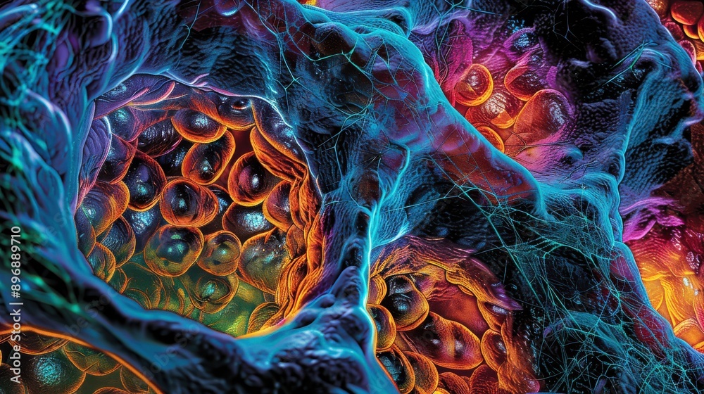 Detailed image of tissue samples under the microscope, revealing the ...