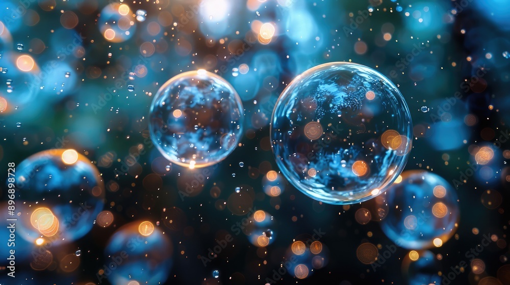 beautiful photo of bubbles with an oceanic theme, using a dark ...