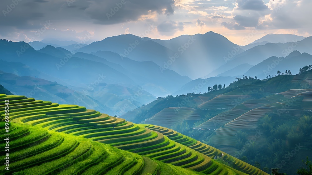Terraced rice field landscape mu cang chai rice terrace fields ...