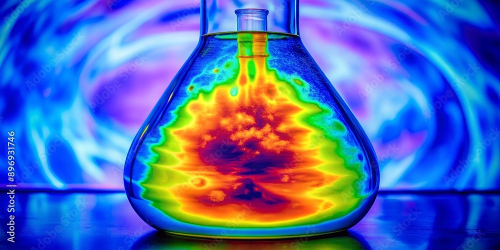 Heat map of exothermic reaction vessel , chemistry, laboratory ...