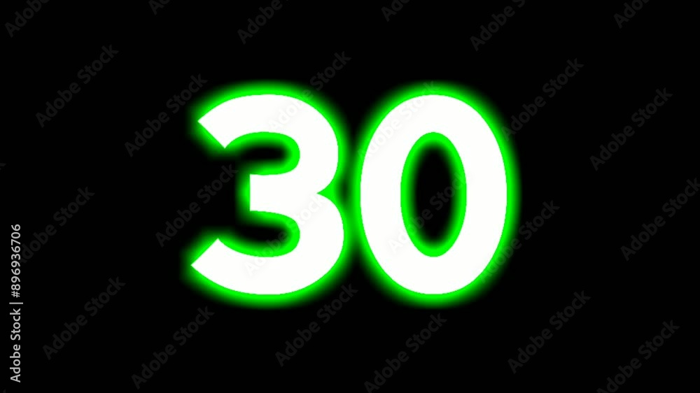 Neon number 30 thirty sign symbol modern animation motion graphics ...