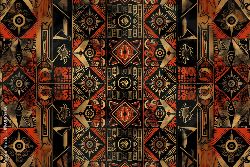 A dynamic African tribal wallpaper tilted featuring bold patterns ...