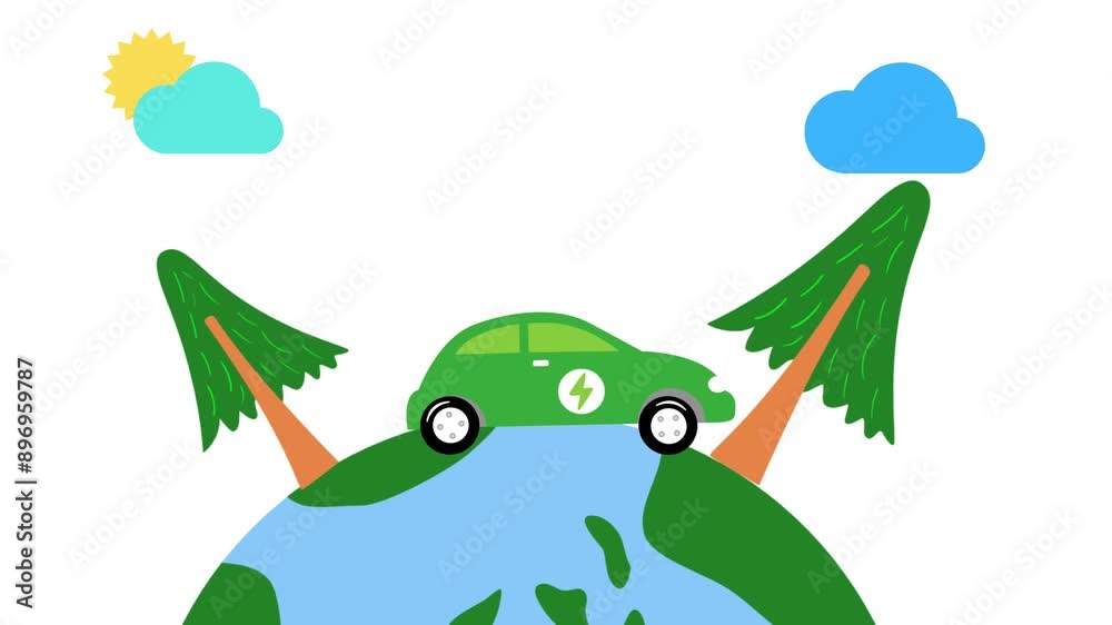 Electric car vehicle video animation. Save earth video animation ...