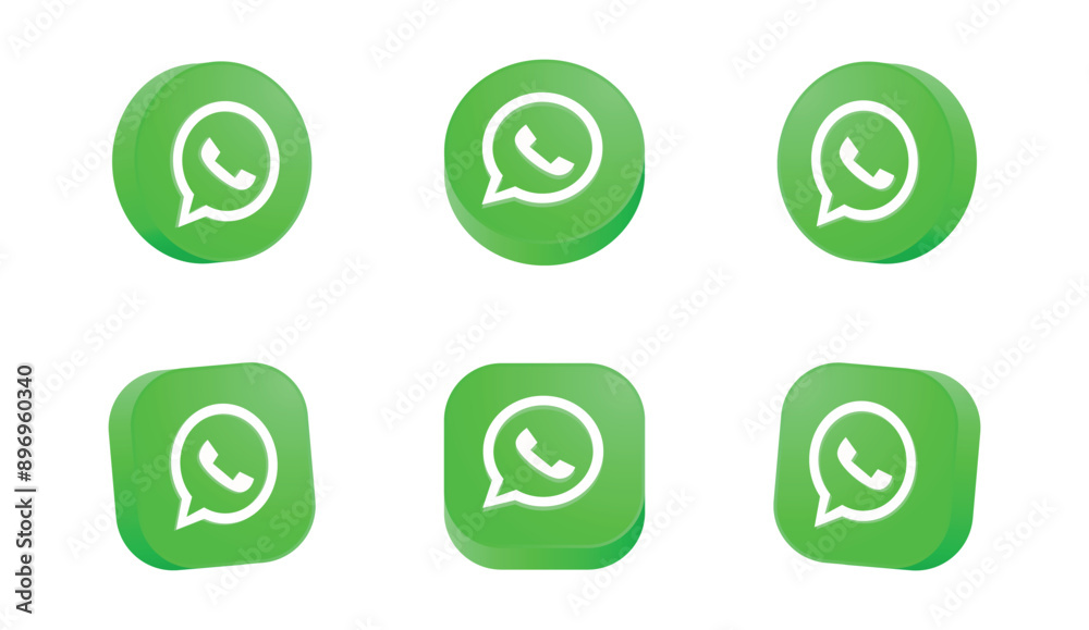 3d whatsapp logo in modern circle, square for popular social media ...