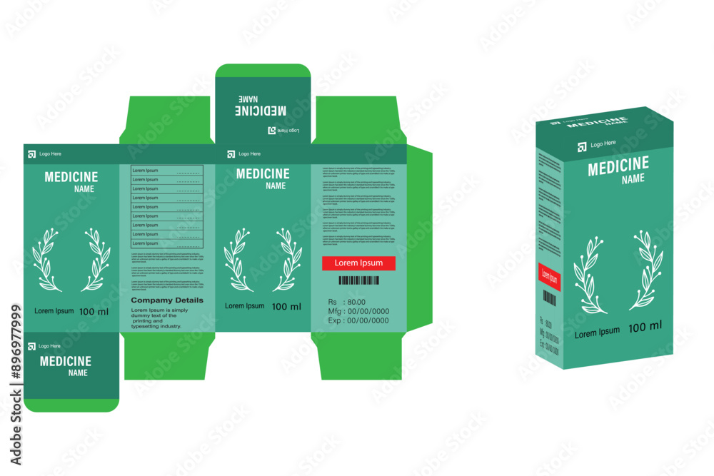 Vetor de Medicine Packaging design. Medicine Packaging box design with ...