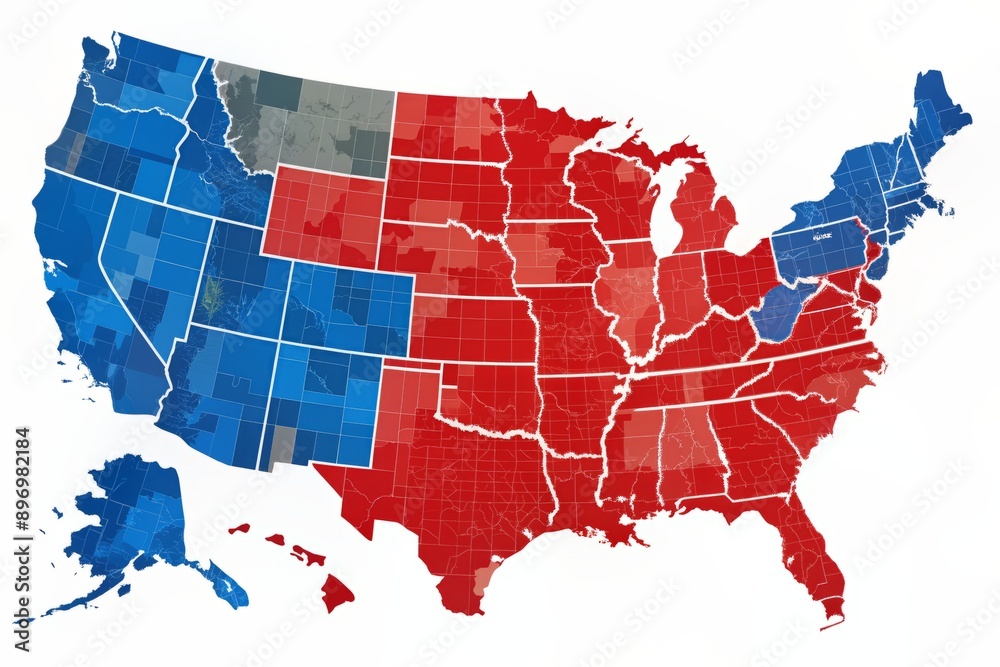 Vibrant electoral map of the United States displays a colorful ...