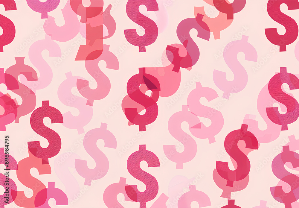 Pink dollar signs in various shades of pink, create an elegant pattern ...