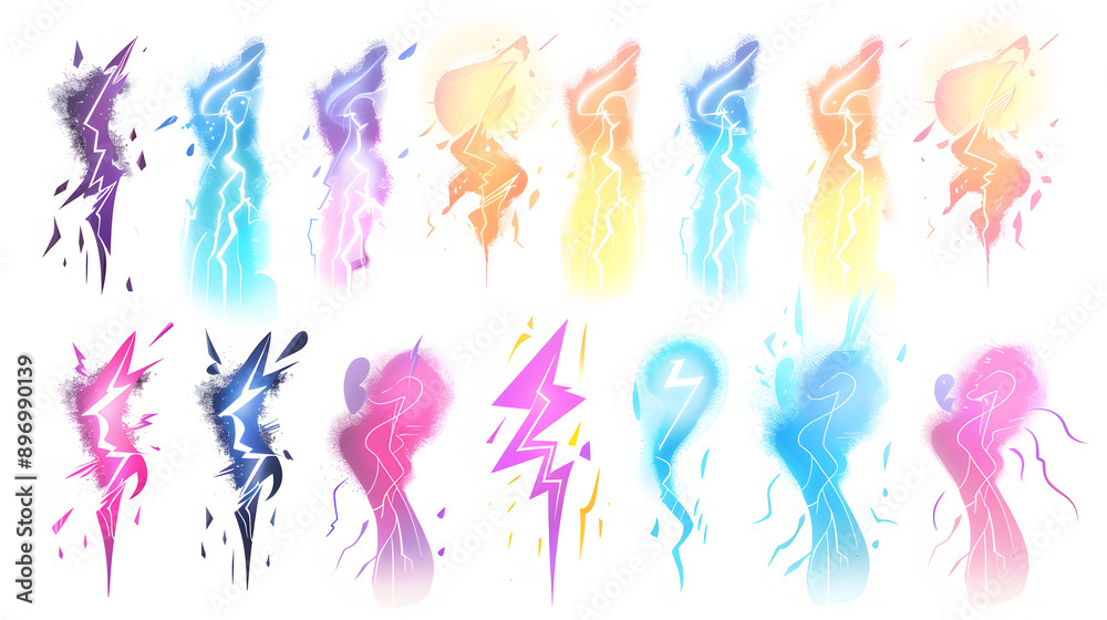 cartoon lightning animation. animated frames of electric strike, magic ...