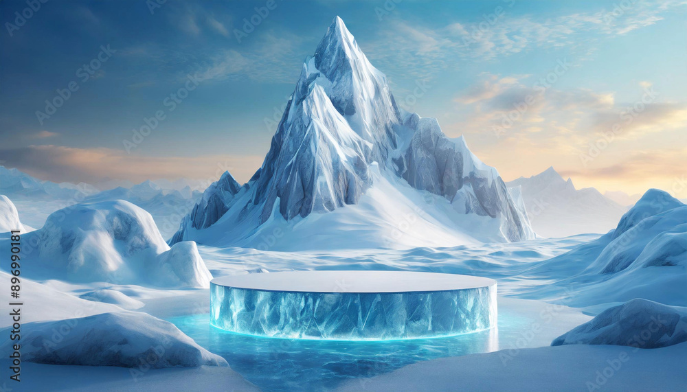 ice background podium cold winter snow product platform floor frozen ...