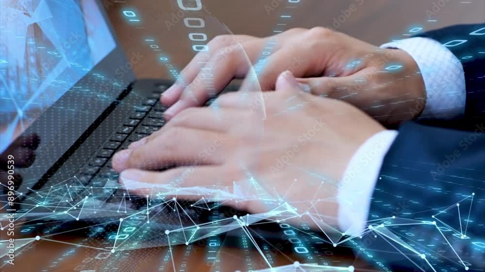 person typing on keyboard/ AI-generated hands background/ typing ...