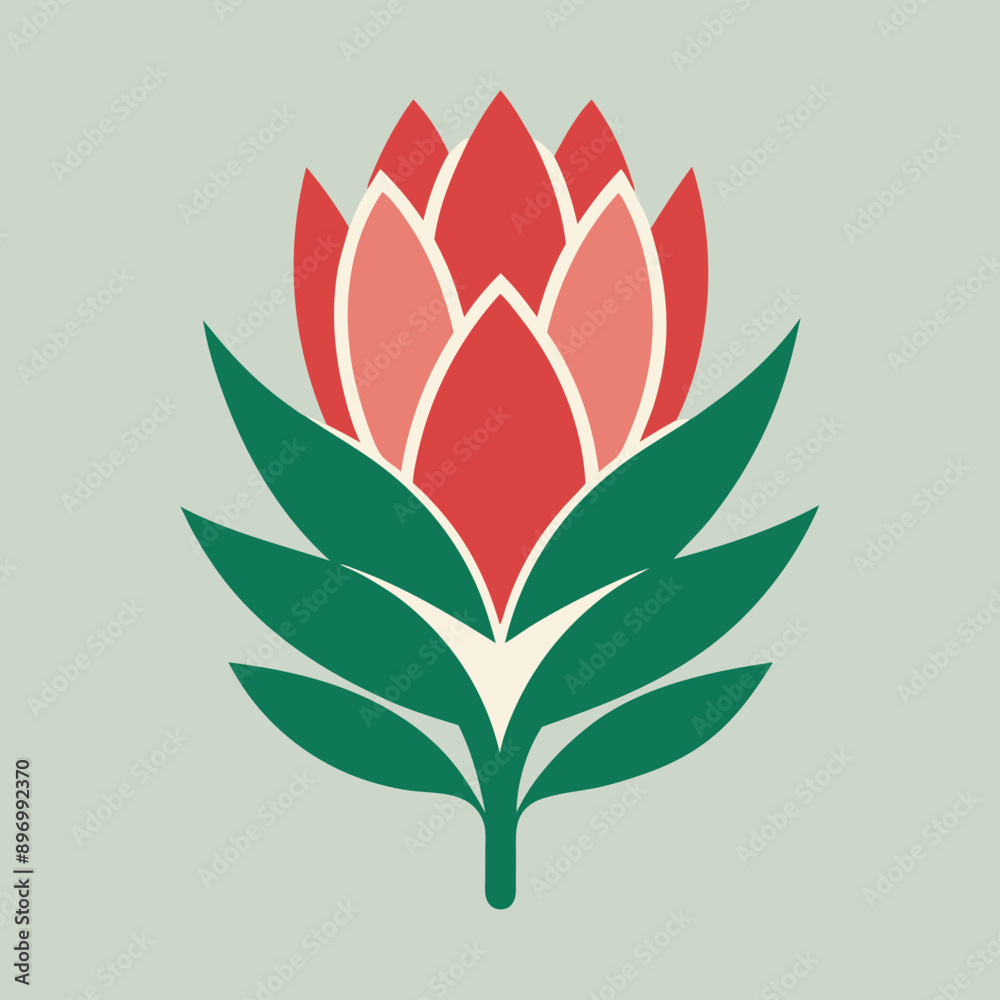 Proteus graphically drawing the logo. Protea flower vector art ...