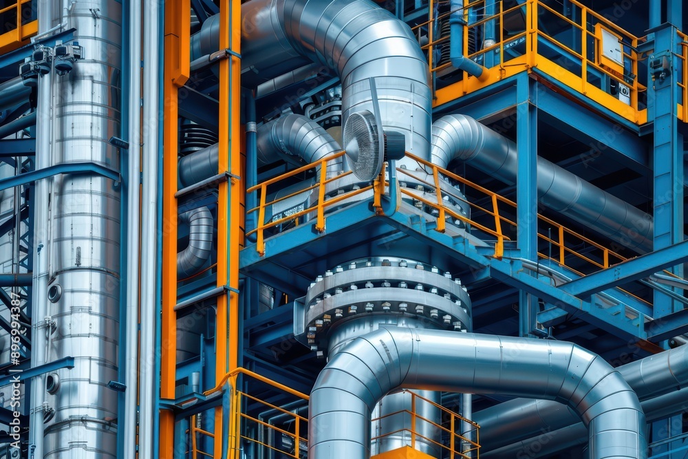 A chemical processing plant highlighting industrial reactions ...