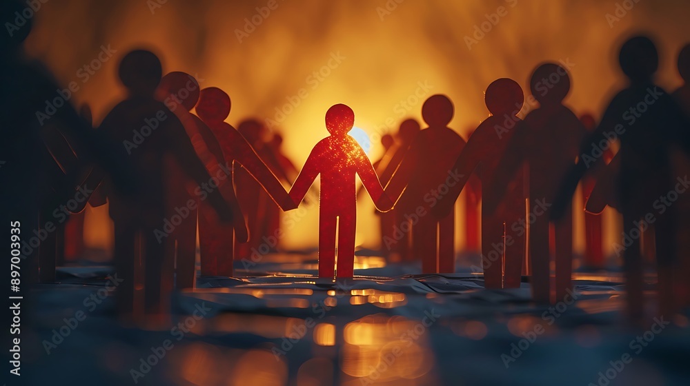 Colorful Paper Dolls Holding Hands to Represent Unity and Diversity in ...