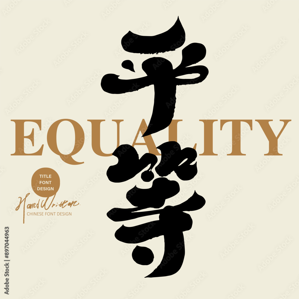 平等。"Equality", characteristic handwritten font, Chinese font design ...