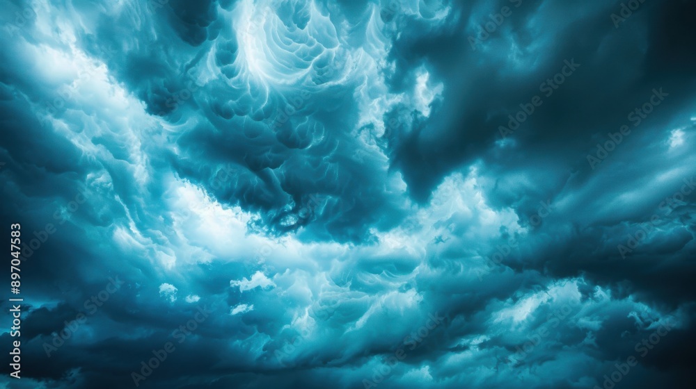 Blue Storm. Dark Ominous Sky with Stormy Clouds. Dramatic Background ...