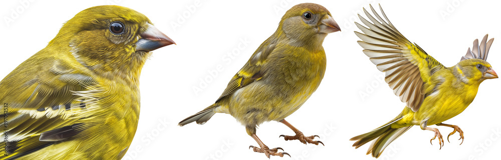 Set of European Greenfinch on Transparent Background for Nature and ...