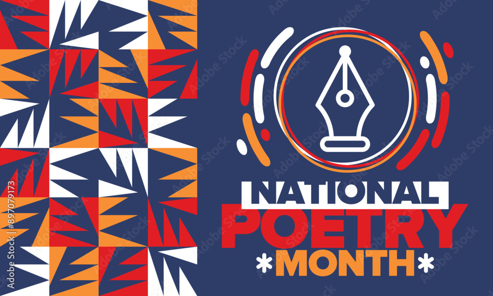 National Poetry Month in April. Poster with handwritten lettering ...