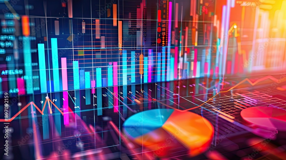 Digital business analysis with charts and data overlays Stock Photo ...