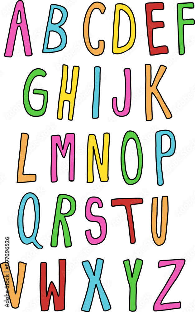 Hand drawn A to Z alphabet letters for font, typography, calligraphy ...