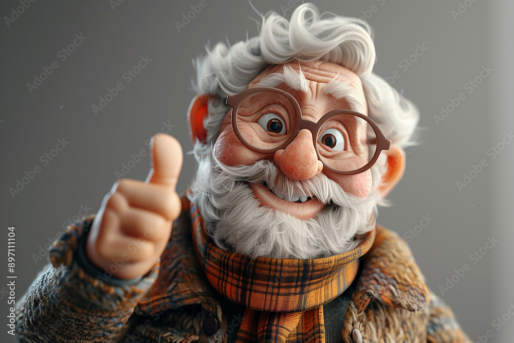 Happy smiling cartoon character old senior elder mature man grandfather ...
