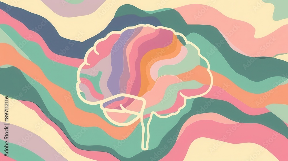 ภาพประกอบสต็อก minimalist graphic representing mental health awareness ...