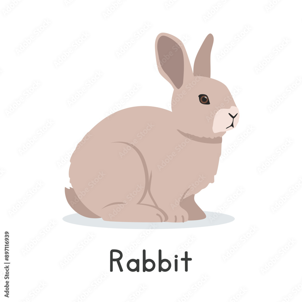 Rabbit vector illustration. Cute bunny rabbit cartoon clipart, animal ...