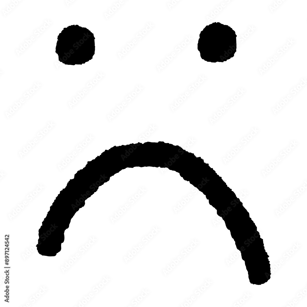 Sad face png sticker, emoticon doodle, transparent background Stock ...