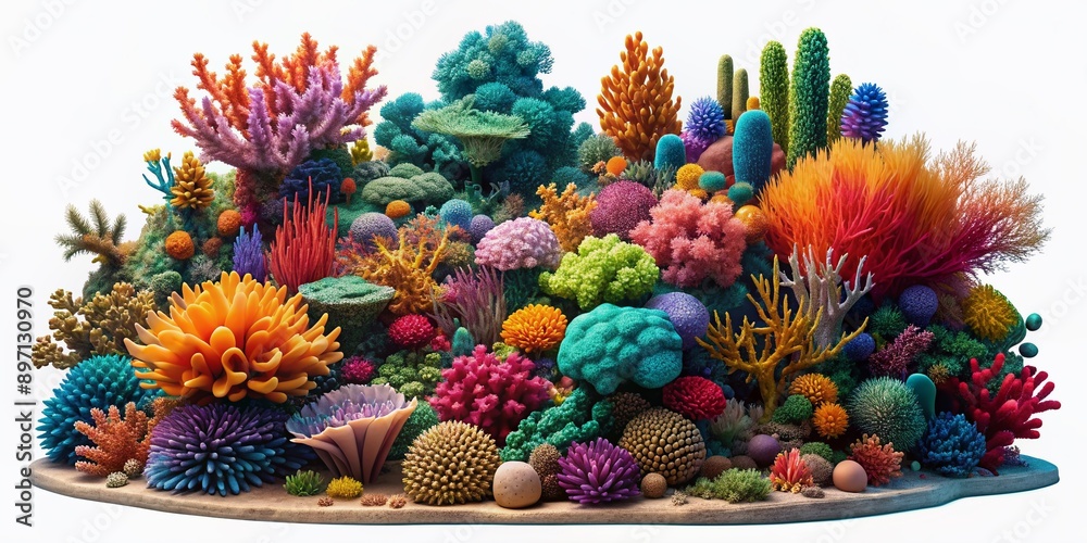 Vibrant 3D coral reef model with intricate details and realistic ...