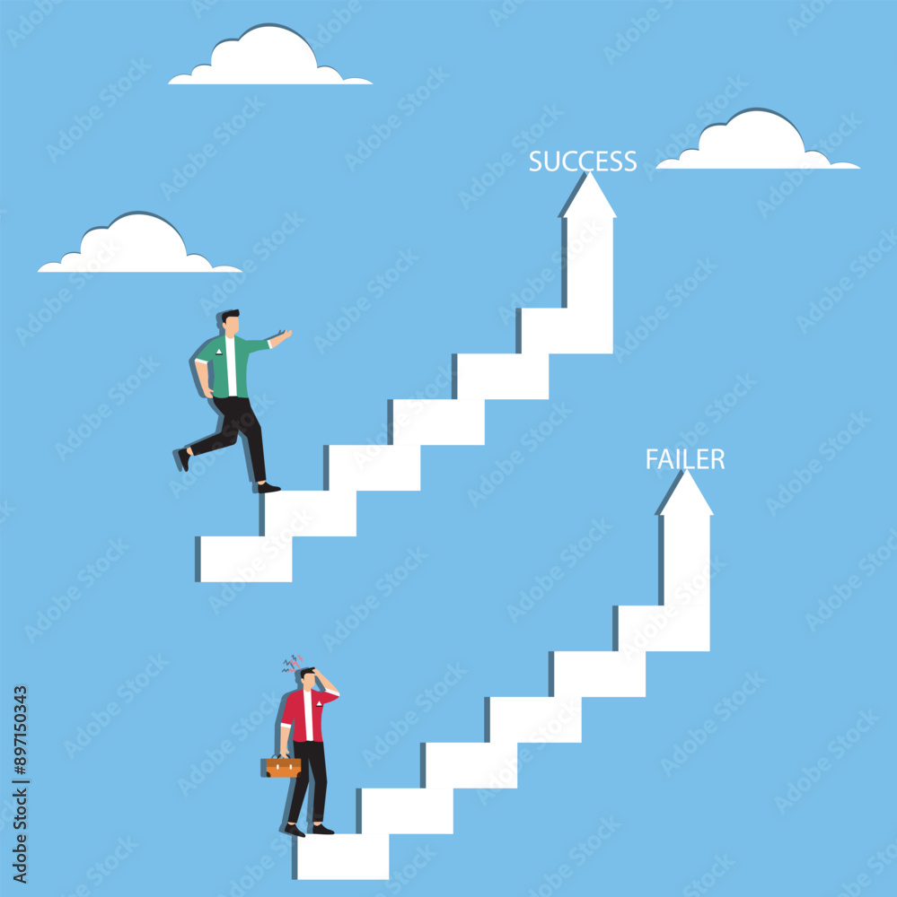 Step to success, improvement, challenge or career growth development ...