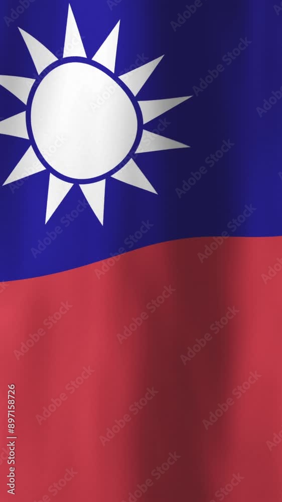Waving Flag of Taiwan, Vertical Fill Video, HD Animated Background ...