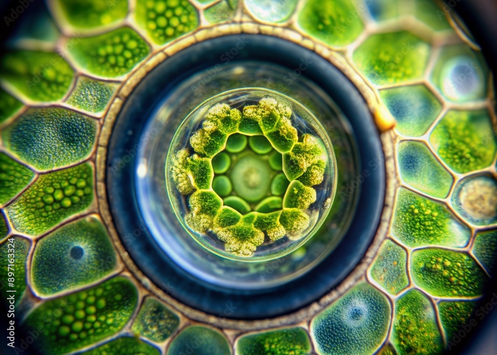Closeup of a digital microscope's eyepiece revealing detailed ...