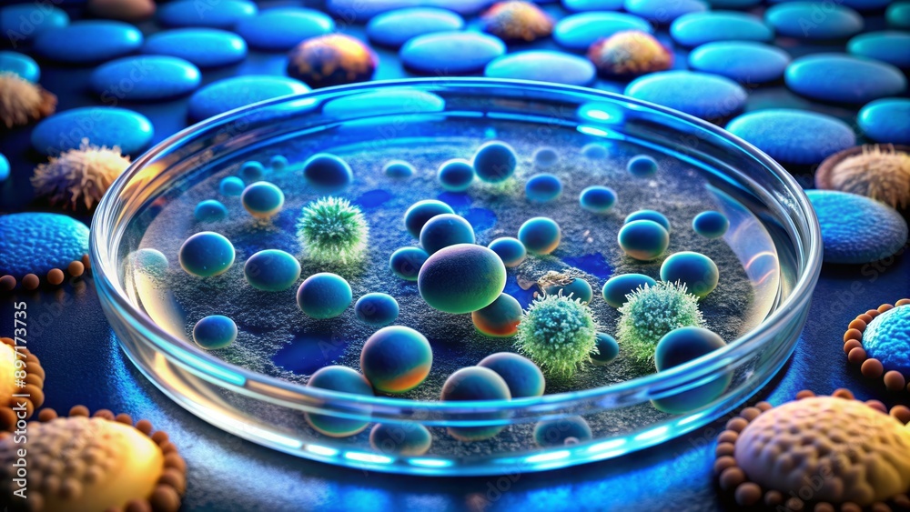 Poster Colorized scanning electron micrograph of vicious viral ...