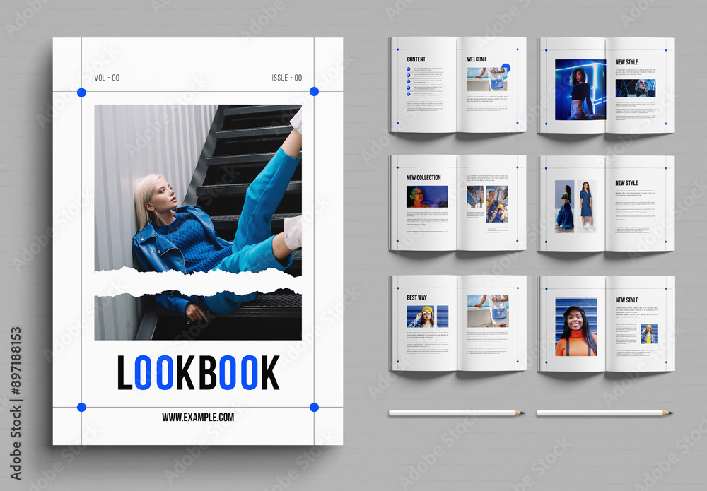 Minimal Magazine Design Editorial Lookbook Layout Stock Template ...